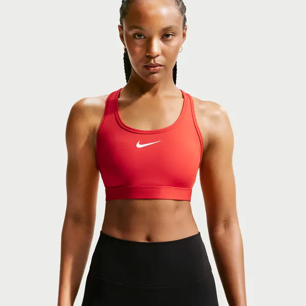 Nike Swoosh Medium-support Padded Sports Bra - Red