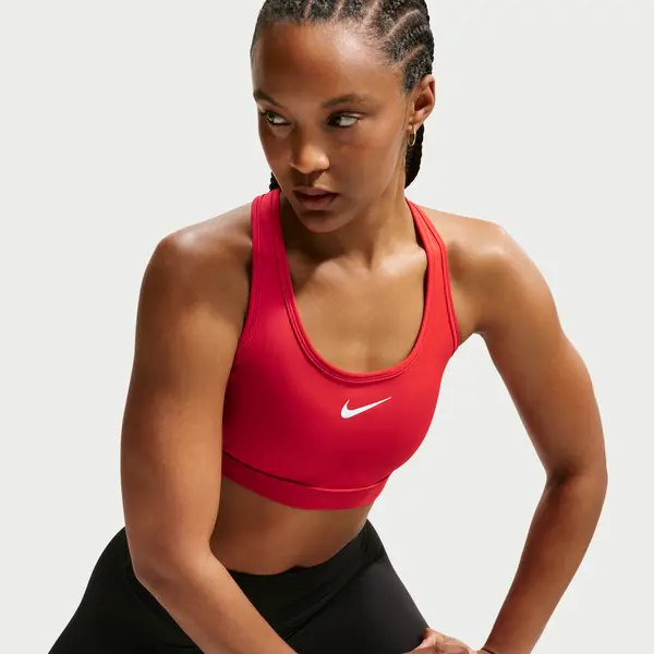 Nike Swoosh Medium-support Padded Sports Bra - Red