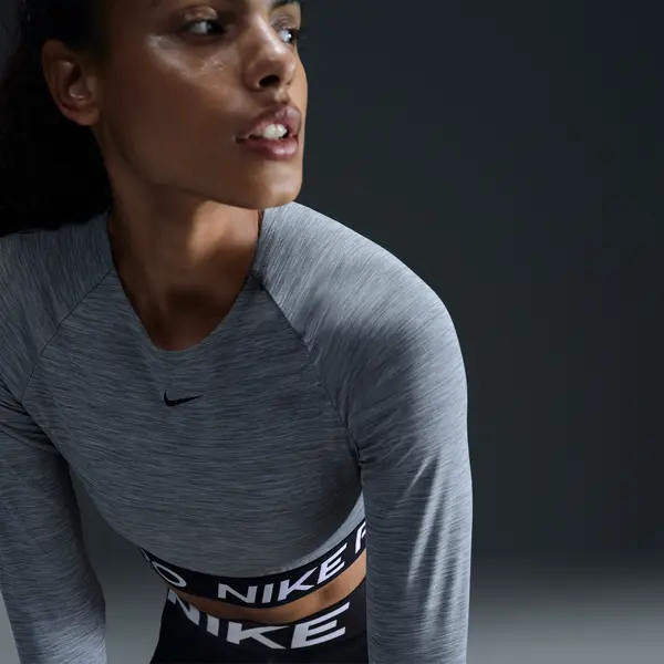 Nike Pro Dri-fit Cropped Long-sleeve Top - Grey