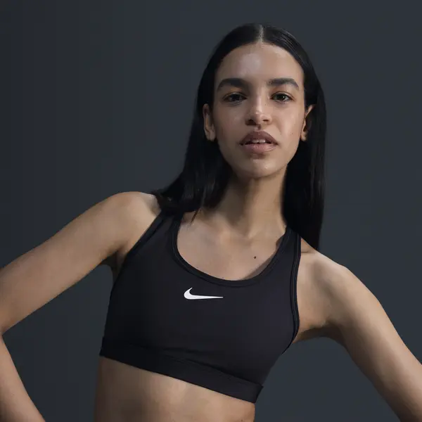 Nike Swoosh Medium Support Padded Sports Bra - Black
