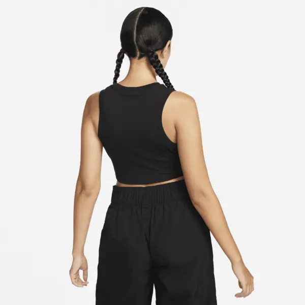 Nike Sportswear Chill Knit Tight Cropped Mini-rib Tank Top - Black