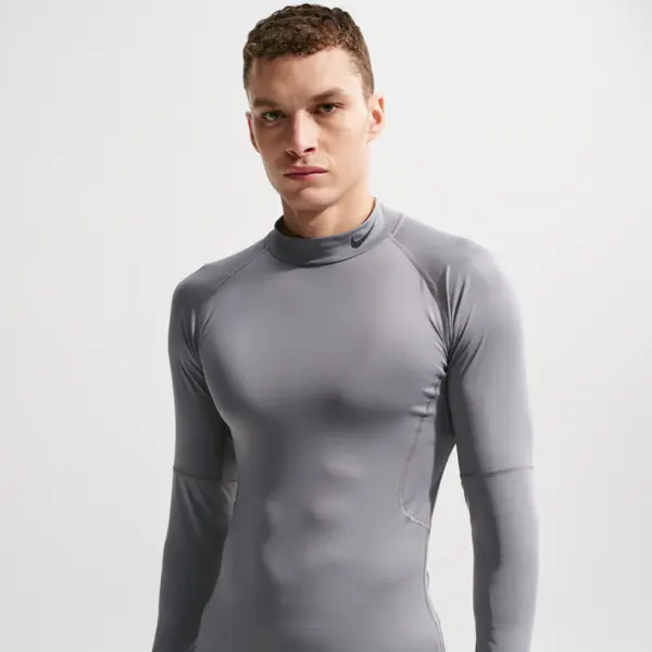 Nike Pro Dri-fit Mock-neck Long-sleeve Top - Grey