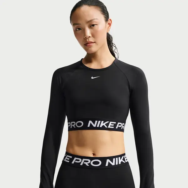 Nike Pro Dri-fit Cropped Long-sleeve Top - Black