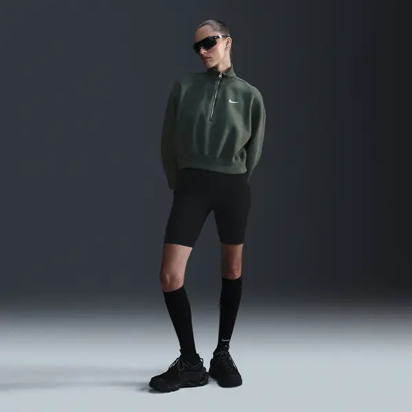 Nike Sportswear Phoenix Fleece 1/4-zip Cropped Sweatshirt - Green