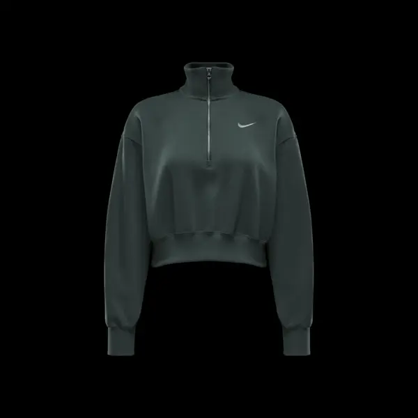 Nike Sportswear Phoenix Fleece 1/4-zip Cropped Sweatshirt - Green