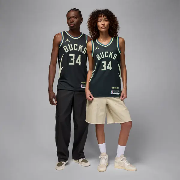 JORDAN Milwaukee Bucks Statement Edition Dri-fit Nba Swingman Jersey - Black