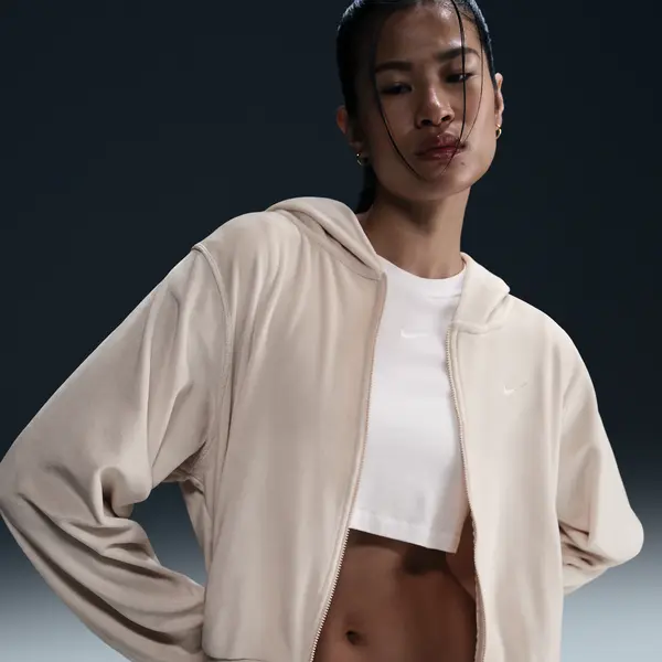 Nike Sportswear Chill Knit Loose Velour Full-zip Hoodie - Brown