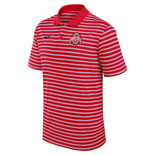 Nike Ohio State Buckeyes Primetime Victory Striped Dri-fit College Polo - Red