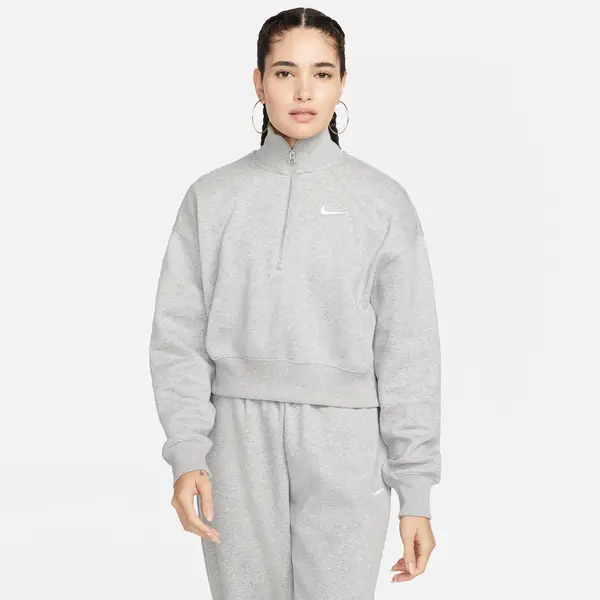Nike Sportswear Phoenix Fleece 1/4-zip Cropped Sweatshirt - Grey
