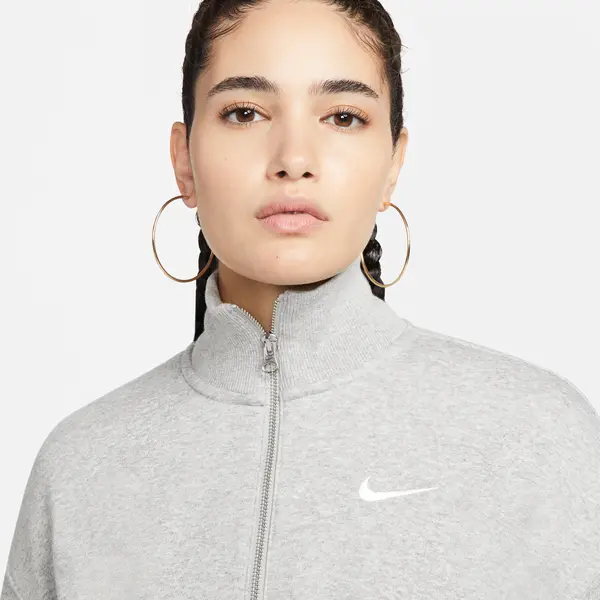 Nike Sportswear Phoenix Fleece 1/4-zip Cropped Sweatshirt - Grey