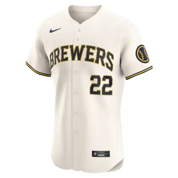 Nike Christian Yelich Milwaukee Brewers Dri-fit Adv Mlb Elite Jersey - Brown