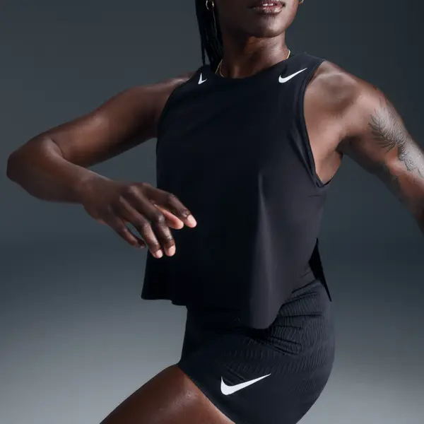 Nike Aeroswift Dri-fit Adv Cropped Running Tank Top - Black