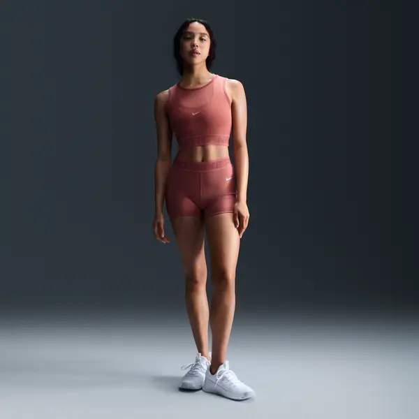 Nike Pro Mid-rise 3" Mesh-paneled Shorts - Pink