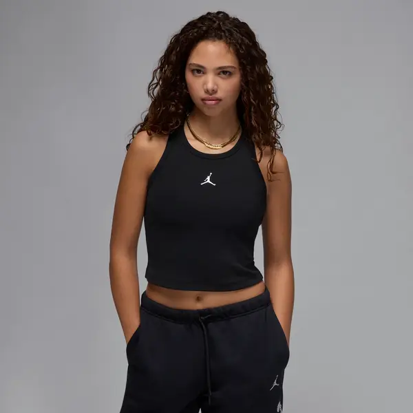 JORDAN Essentials Ribbed Cropped Tank Top - Black