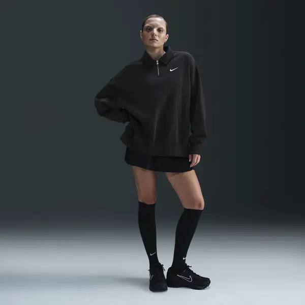 Nike Sportswear Phoenix Fleece Oversized 1/4-zip Polo - Black
