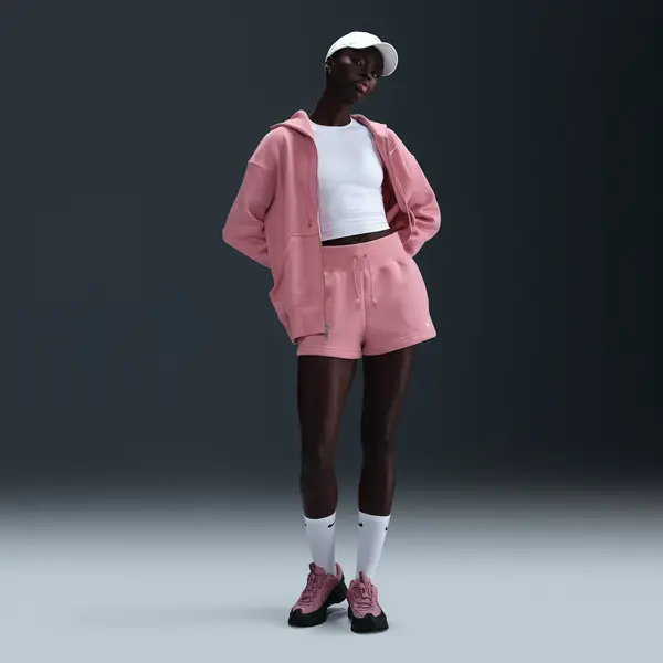 Nike Phoenix Fleece High-waisted Loose Shorts - Pink