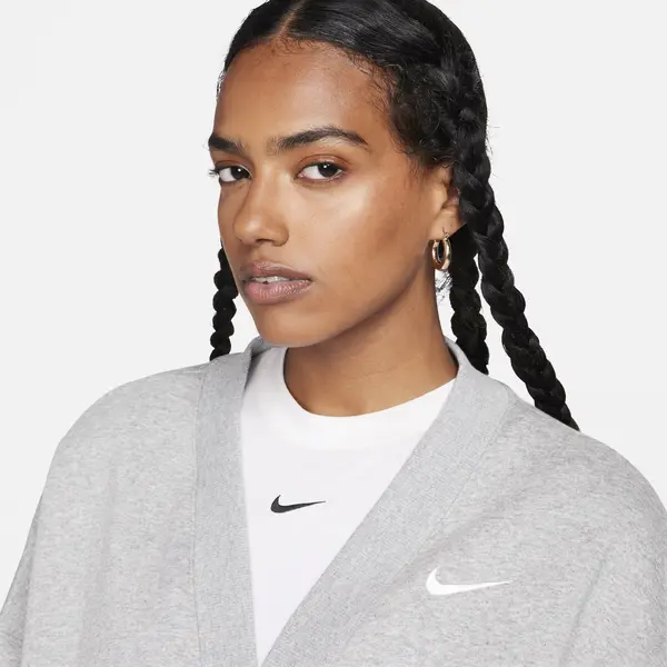 Nike Sportswear Phoenix Fleece Over-Oversized Cardigan In Grey