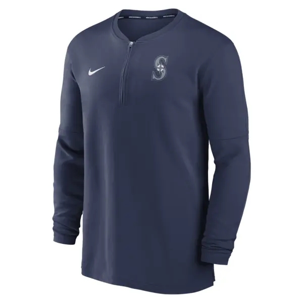 Nike Seattle Mariners Authentic Collection Game Time Dri-fit Mlb 1/2-zip Long-sleeve Top