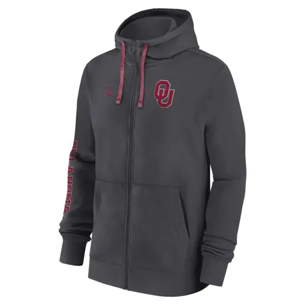 JORDAN Oklahoma Sooners Sideline Team Issue College Full-zip Hoodie - Grey