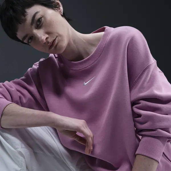 Nike Phoenix Fleece Oversized Crew-neck Sweatshirt - Pink