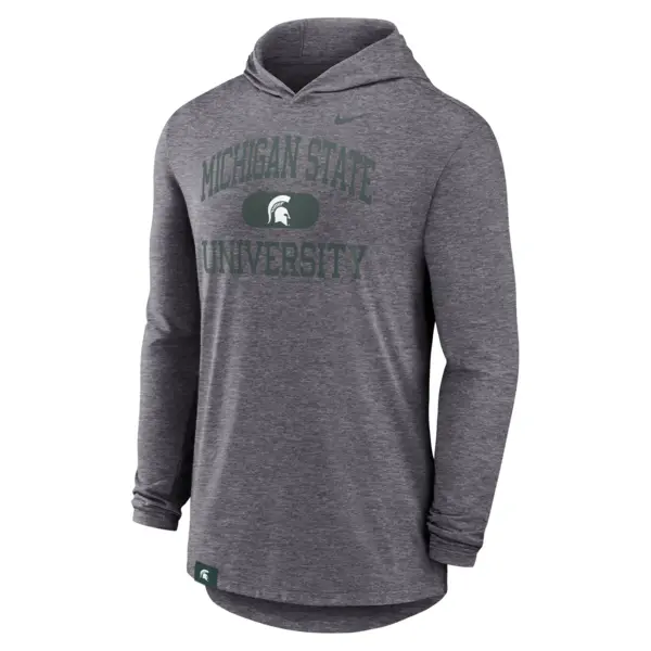Nike Michigan State Spartans Blitz Dri-fit College Long-sleeve Hooded T-shirt - Grey