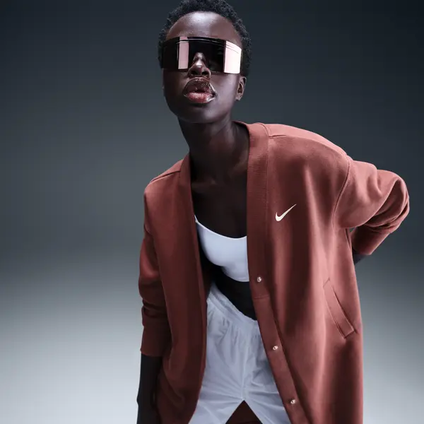 Nike Sportswear Phoenix Fleece Oversized Long Cardigan - Brown