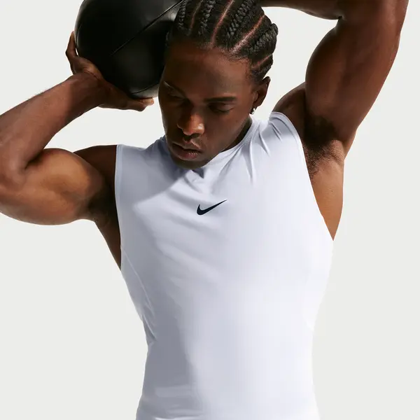Nike Pro Dri-fit Tight Sleeveless Fitness Top - White