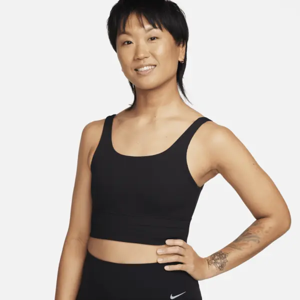 Nike Zenvy Rib Light-support Non-padded Longline Sports Bra - Black