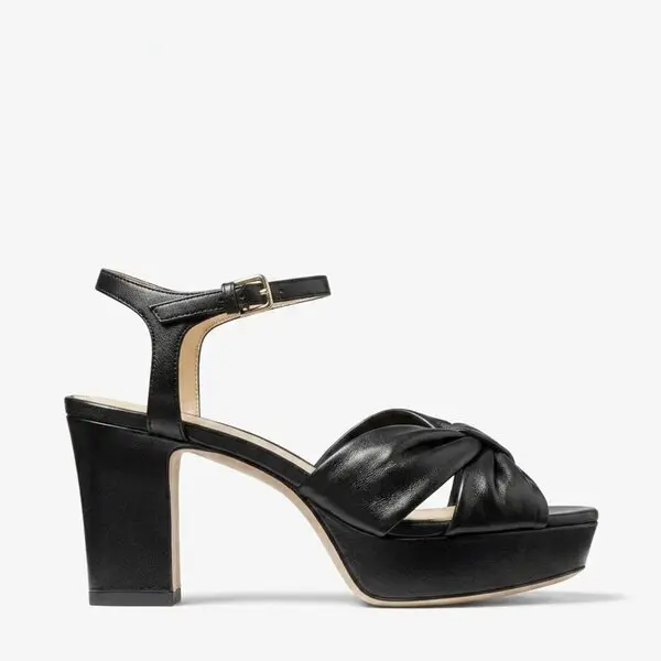 JIMMY CHOO Heloise 80 Nappa Leather Platform Sandals - Black