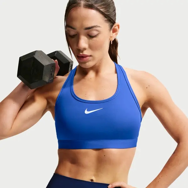 Nike Swoosh Support Padded Sports Bra - Blue