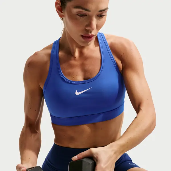 Nike Swoosh Medium-support Padded Sports Bra - Blue