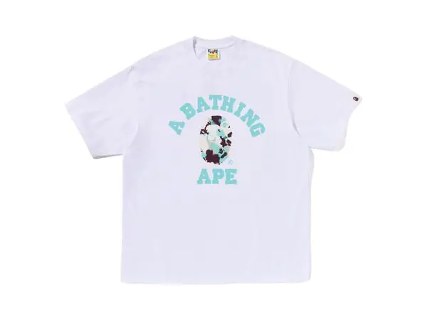 A BATHING APE Map Camo College Relaxed Fit Tee Shirt - White
