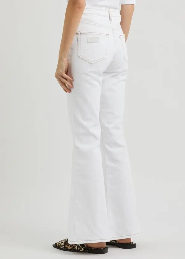 GANNI Embellished Flared-leg Jeans - White