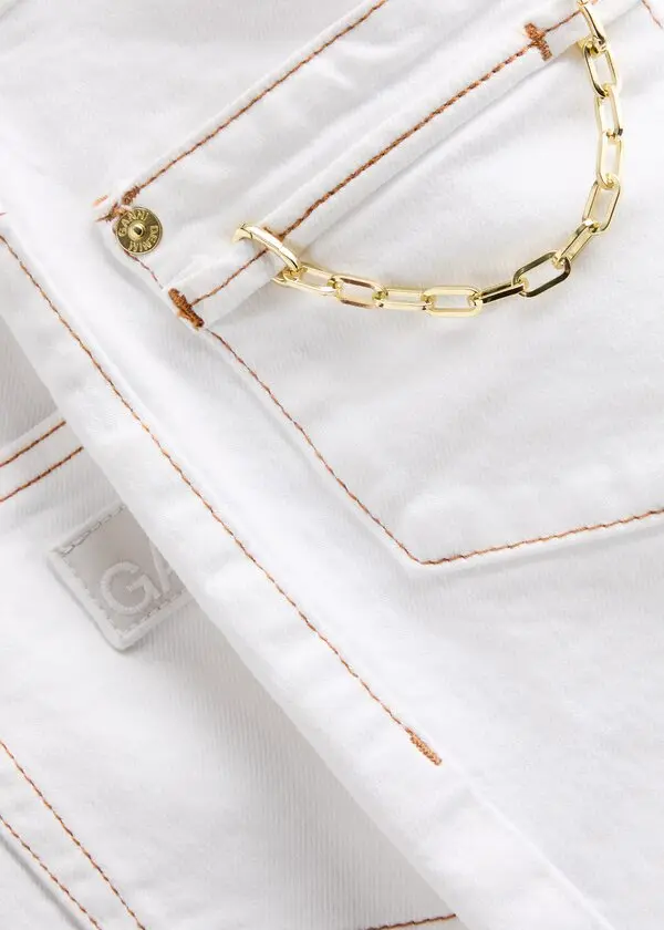 GANNI Embellished Flared-leg Jeans - White