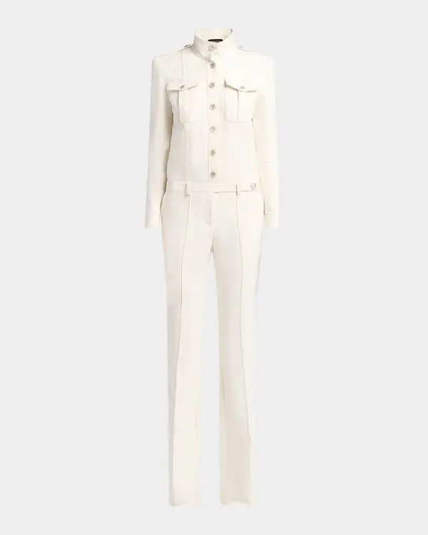 TOM FORD Long-sleeve Safari Jumpsuit - Offwht