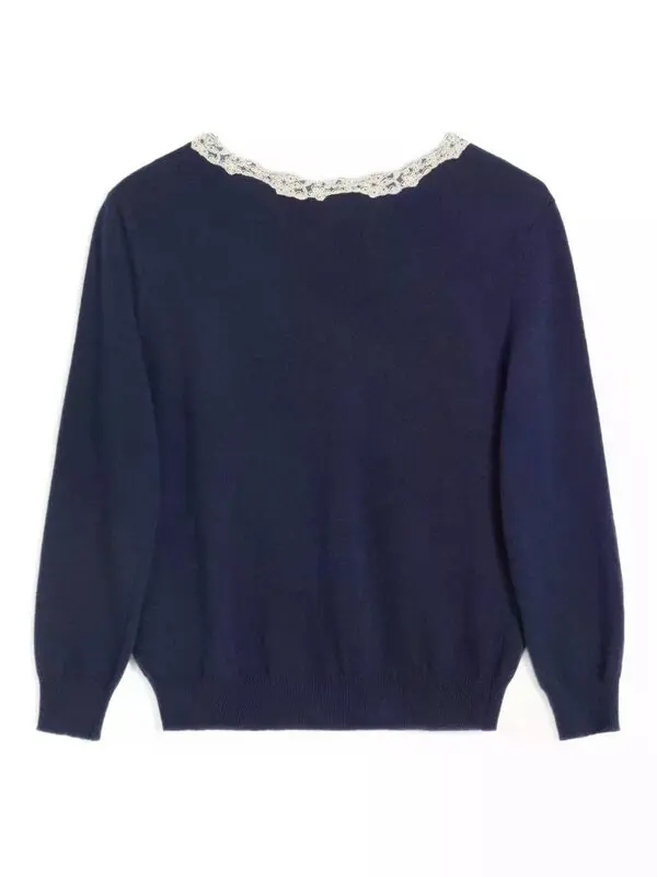Valentino Garavani Lace-trim Embroidered Cardigan - Blue