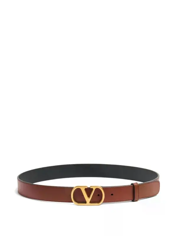 Valentino Garavani Logo-plaque Leather Belt - Brown