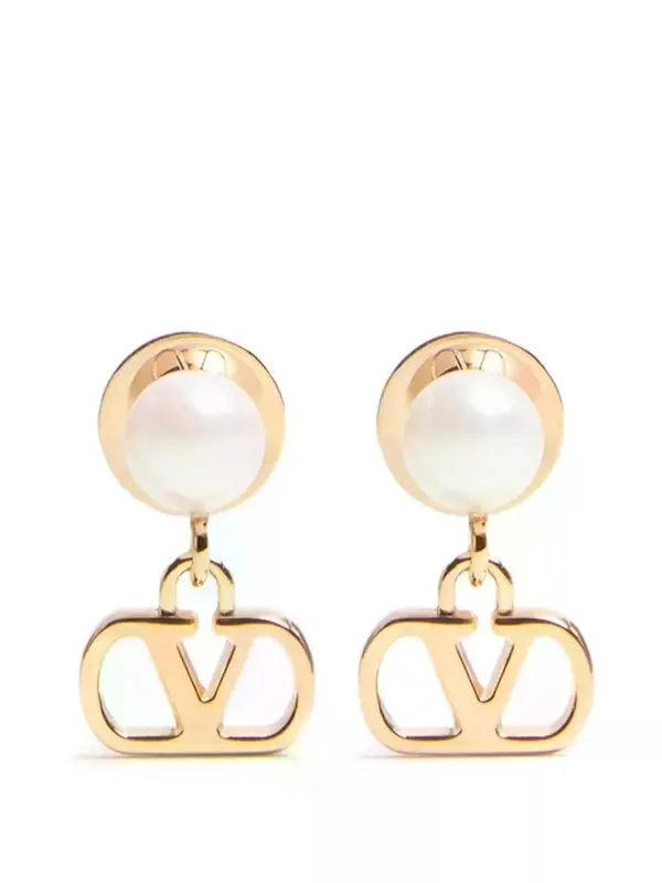 Valentino Garavani Vlogo Pearl Earrings - Gold