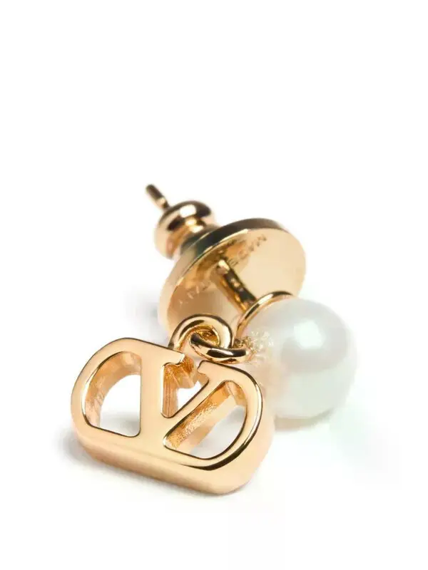 Valentino Garavani Vlogo Signature Metal And Resin Pearl Drop Earrings - Gold