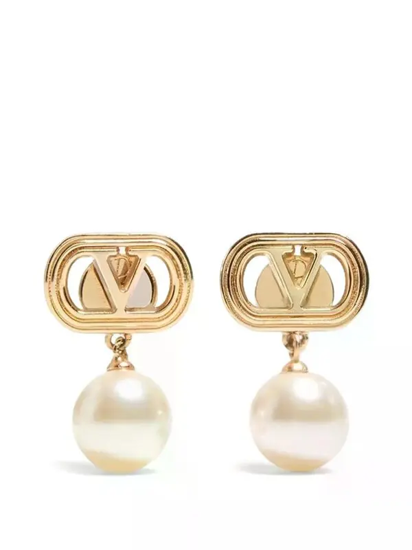 Valentino Garavani Ovalette Pearl-pendant Earrings - Gold