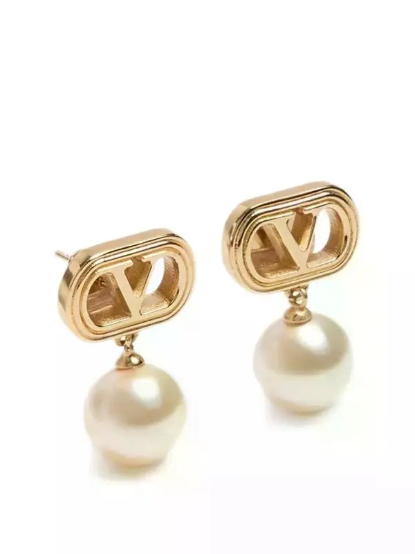 Valentino Garavani Ovalette Pearl-pendant Earrings - Gold