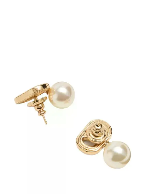 Valentino Garavani Ovalette Pearl-pendant Earrings - Gold