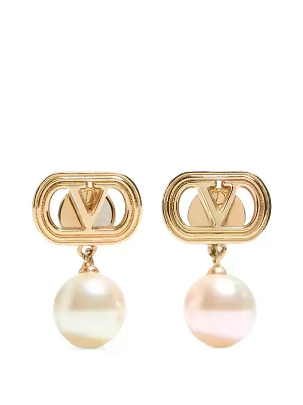 Valentino Garavani Ovalette Pearl-pendant Earrings - Gold