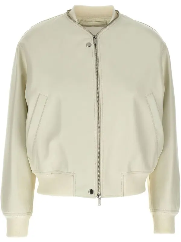 JIL SANDER Leather Bomber Jacket - Neutrals