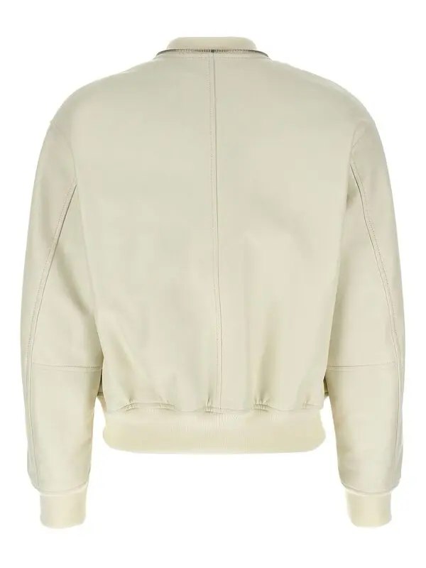 JIL SANDER Leather Bomber Jacket - Neutrals