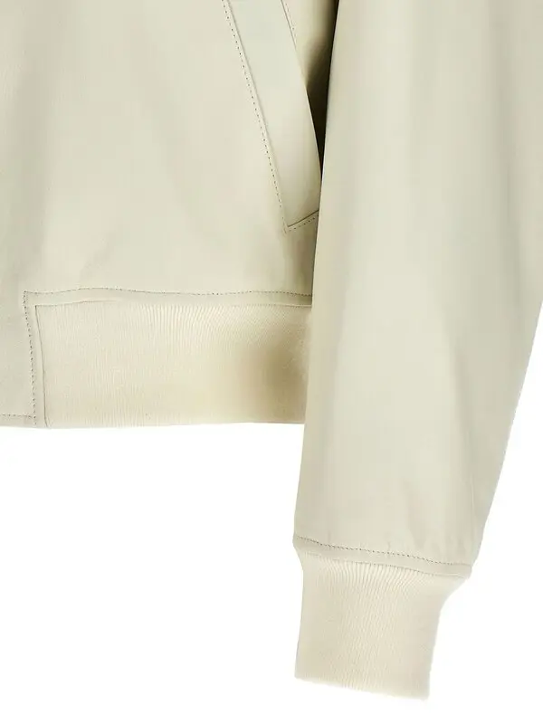 JIL SANDER Leather Bomber Jacket - Neutrals