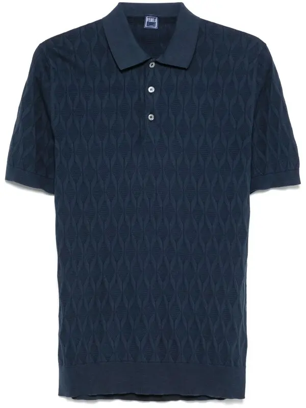 Fedeli Textured Polo Shirt - Blue