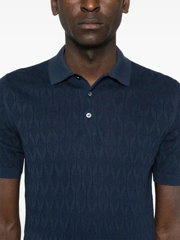 Fedeli Textured Polo Shirt - Blue