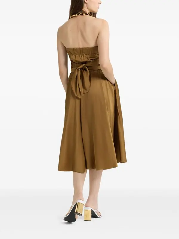 PATOU Halterneck Satin Midi Dress - Brown