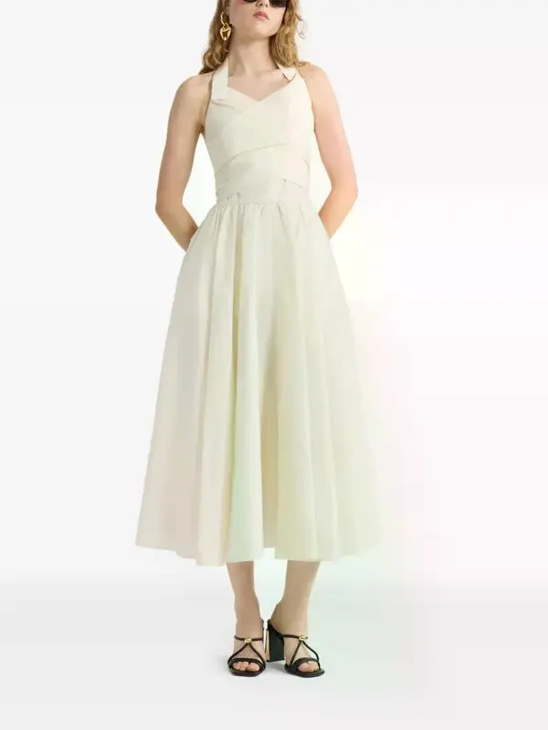 PATOU Halterneck Faille Maxi Dress - Neutrals